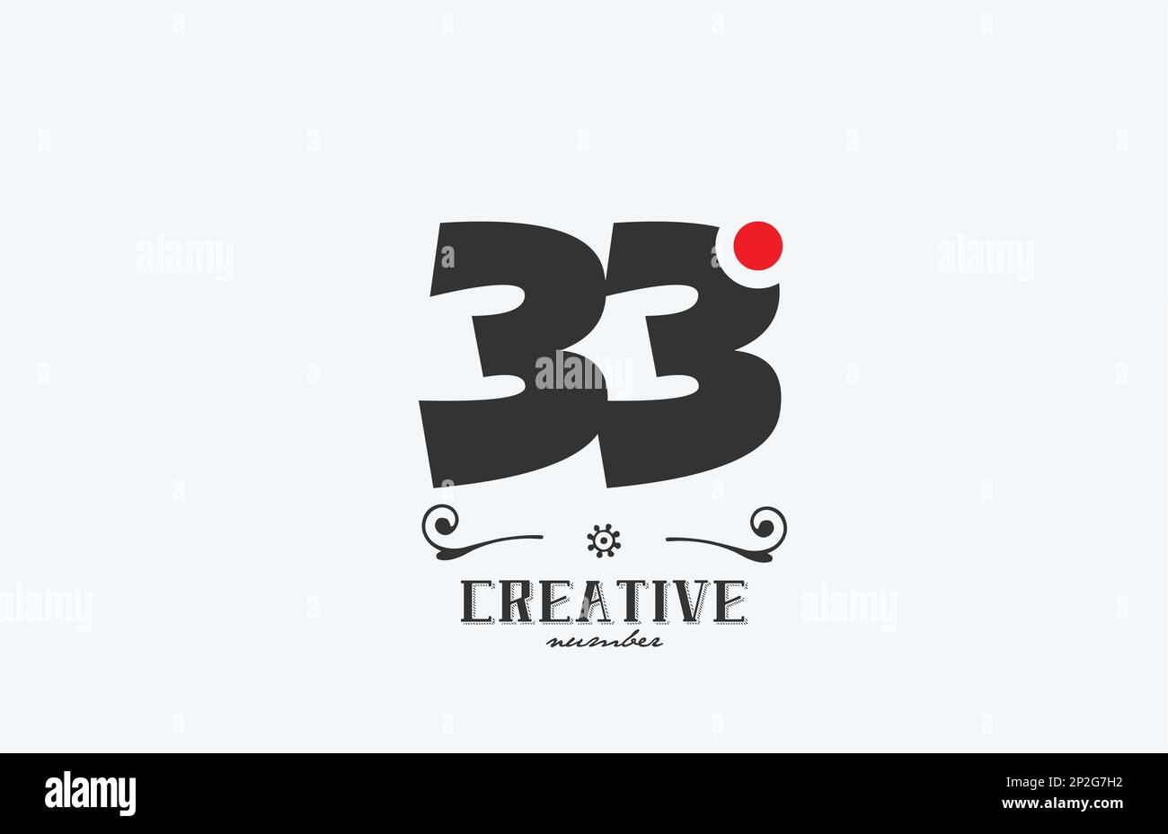 grey 33 number logo icon design with red dot. Creative template for ...