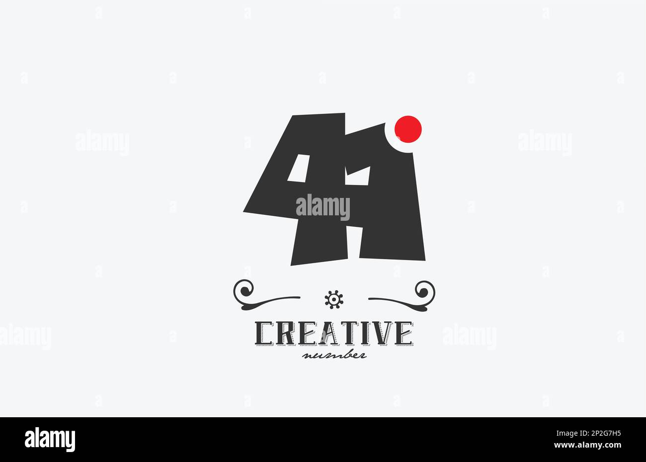 grey 41 number logo icon design with red dot. Creative template for business and company Stock ...