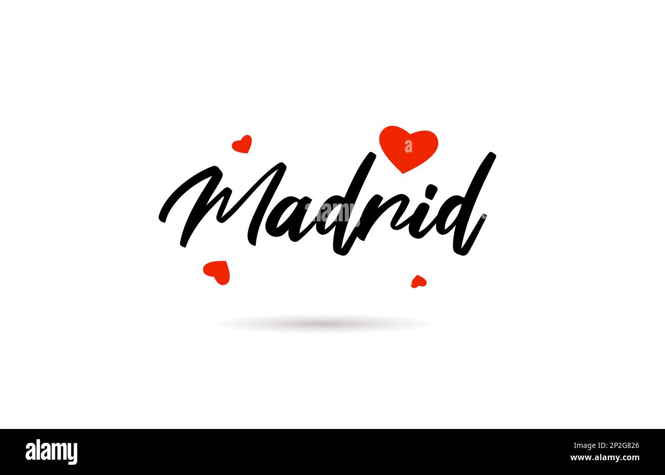 Madrid handwritten city typography text word with love heart. Hand ...