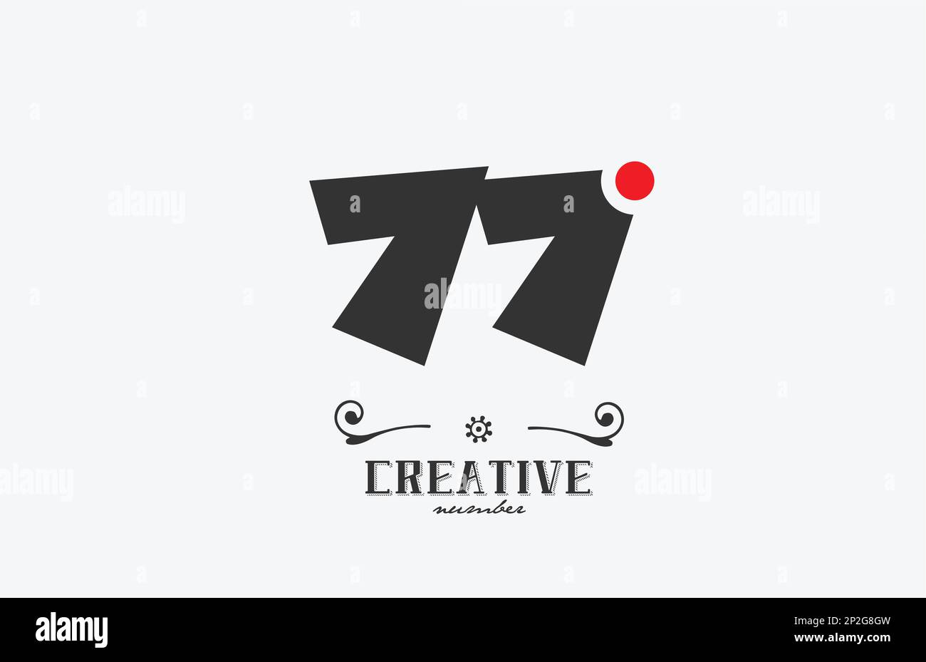 grey 77 number logo icon design with red dot. Creative template for ...