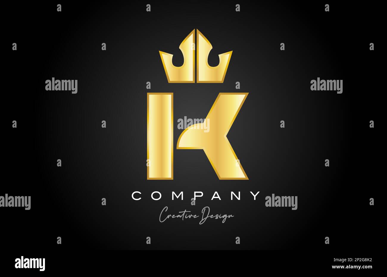gold golden K alphabet letter logo icon design. Creative crown king ...