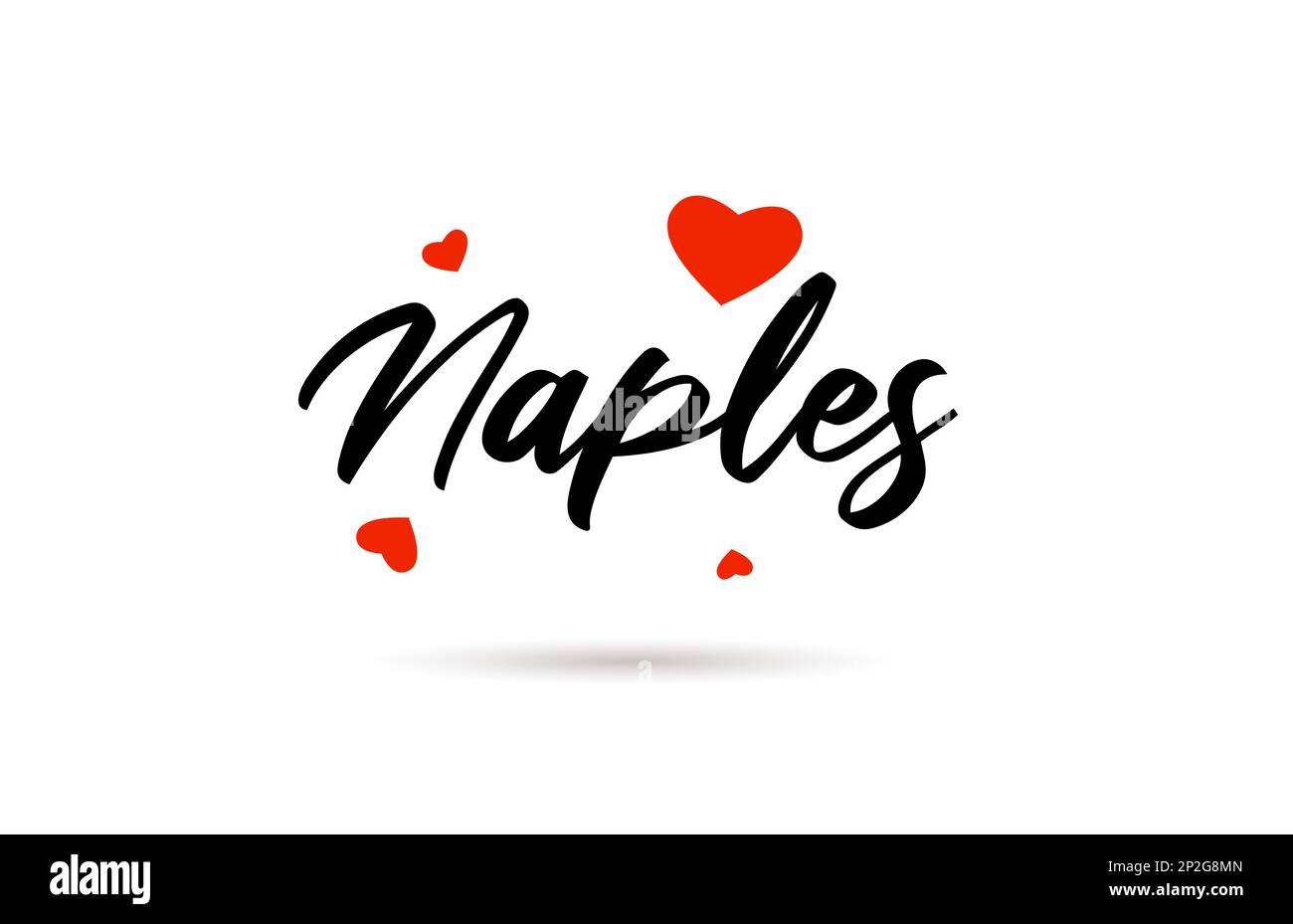 Naples handwritten city typography text word with love heart. Hand ...
