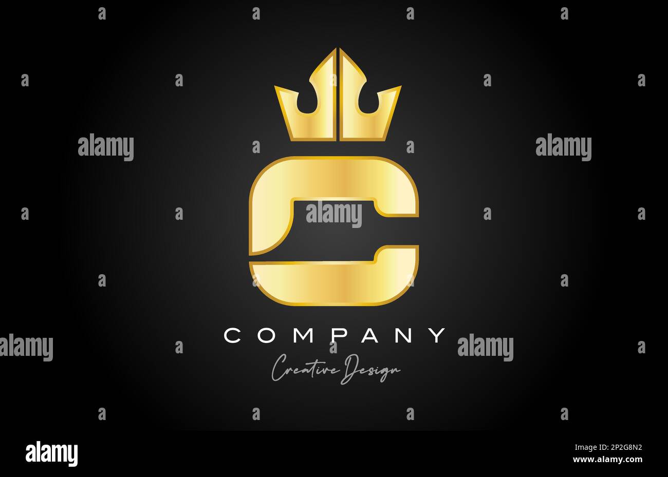 gold golden C alphabet letter logo icon design. Creative crown king ...