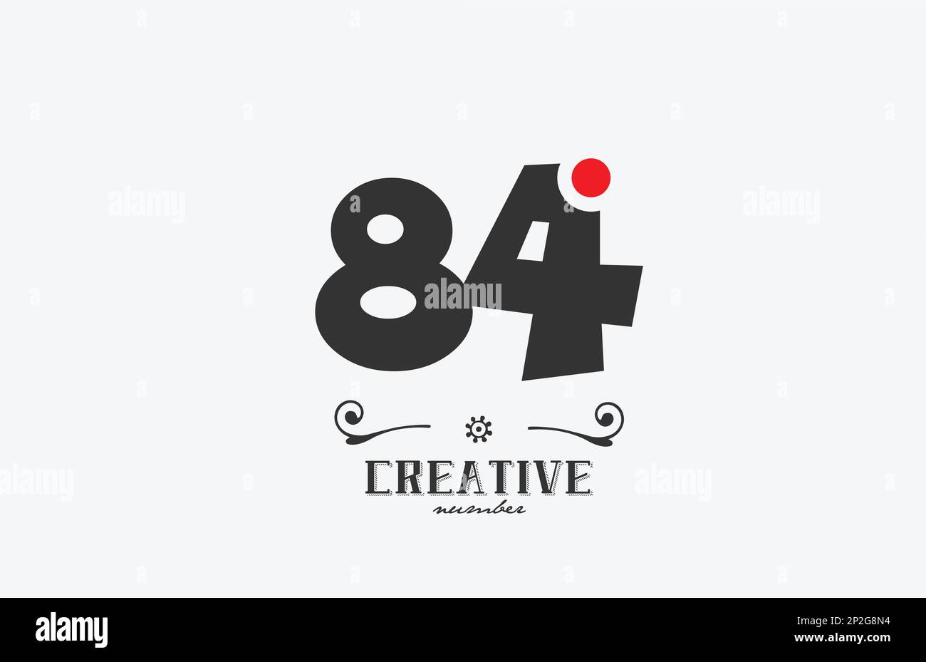grey 84 number logo icon design with red dot. Creative template for ...
