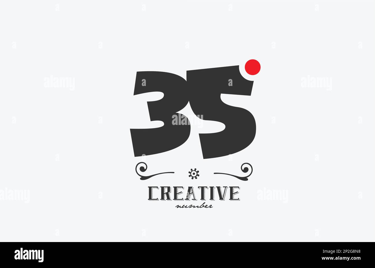grey 35 number logo icon design with red dot. Creative template for ...