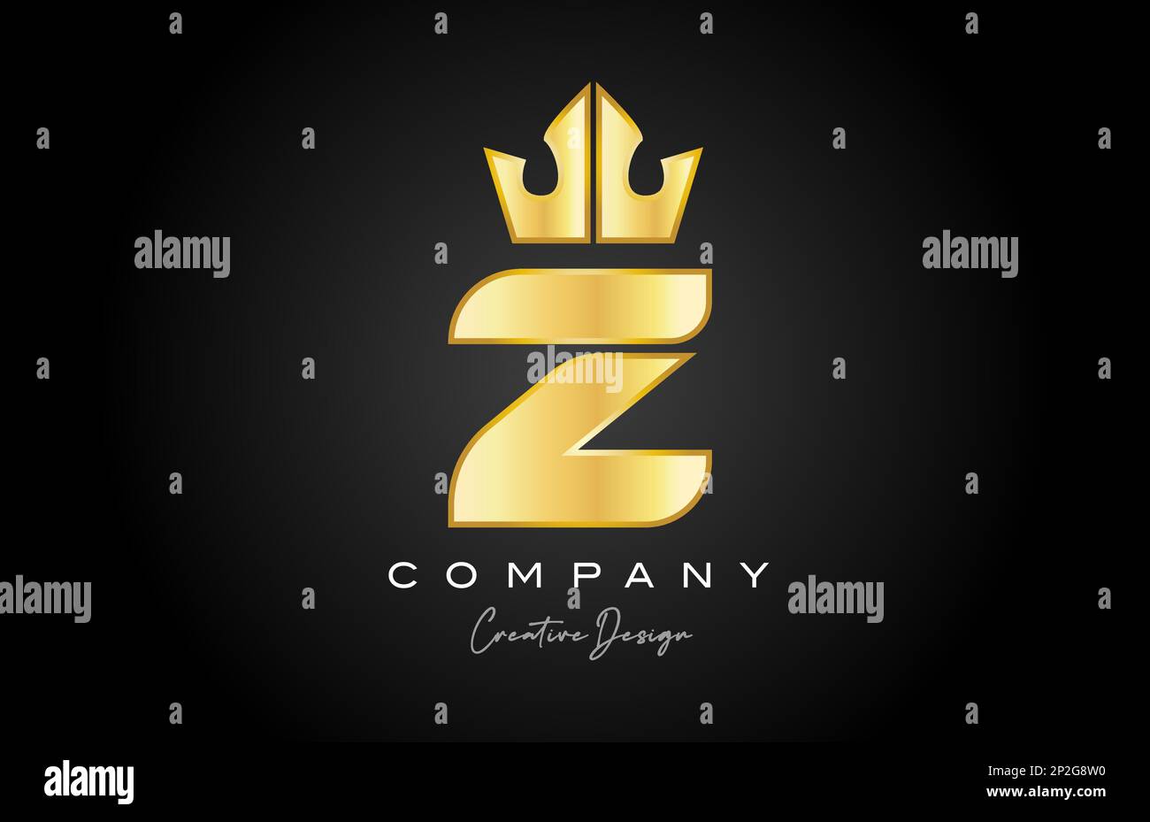 gold golden Z alphabet letter logo icon design. Creative crown king ...