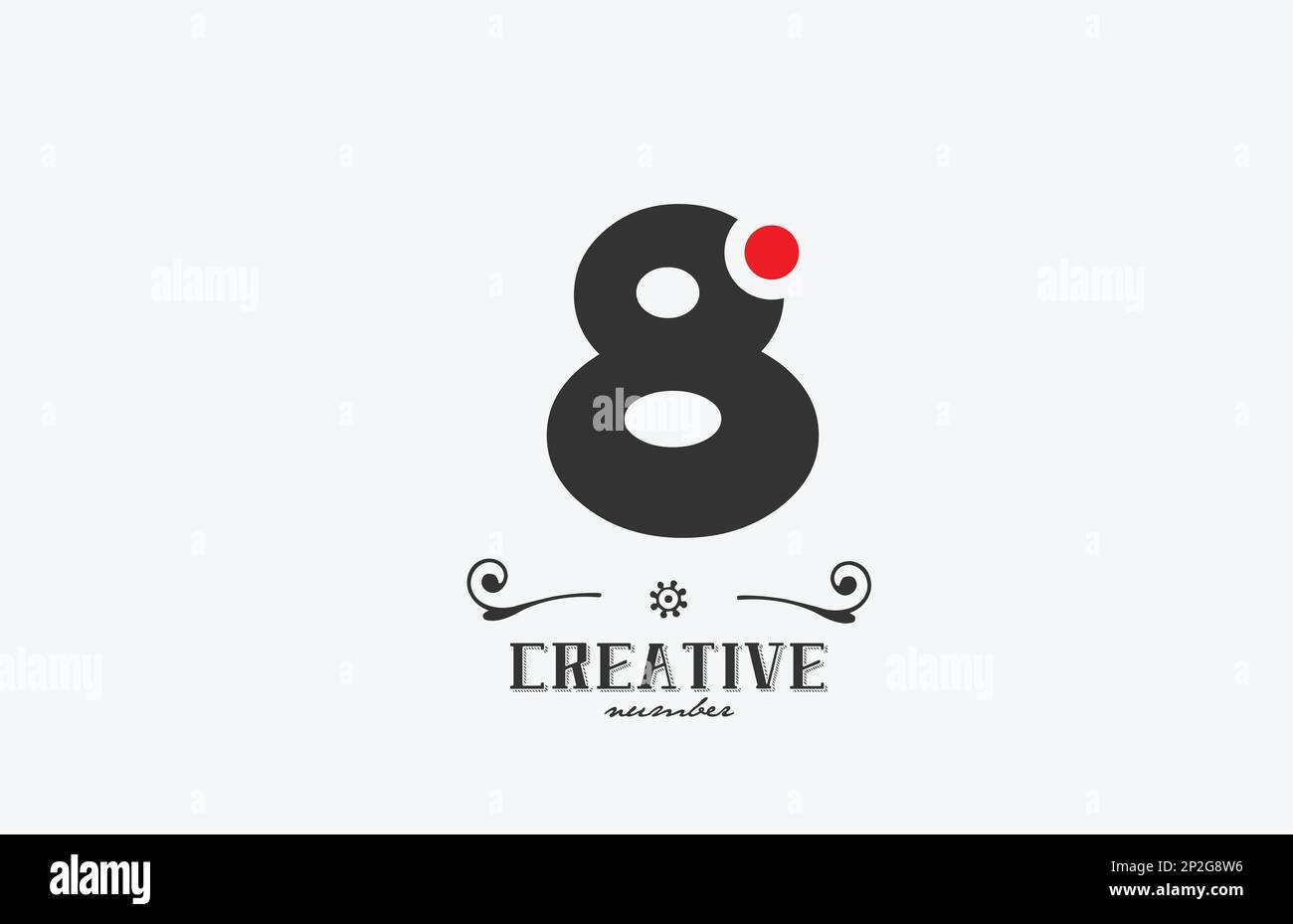 grey 8 number logo icon design with red dot. Creative template for ...