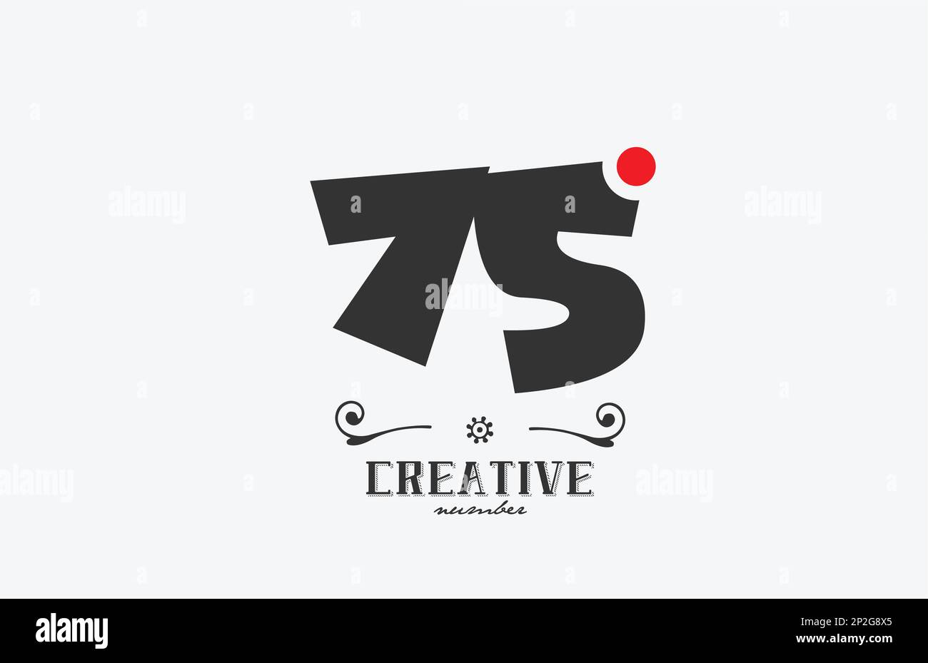 grey 75 number logo icon design with red dot. Creative template for ...