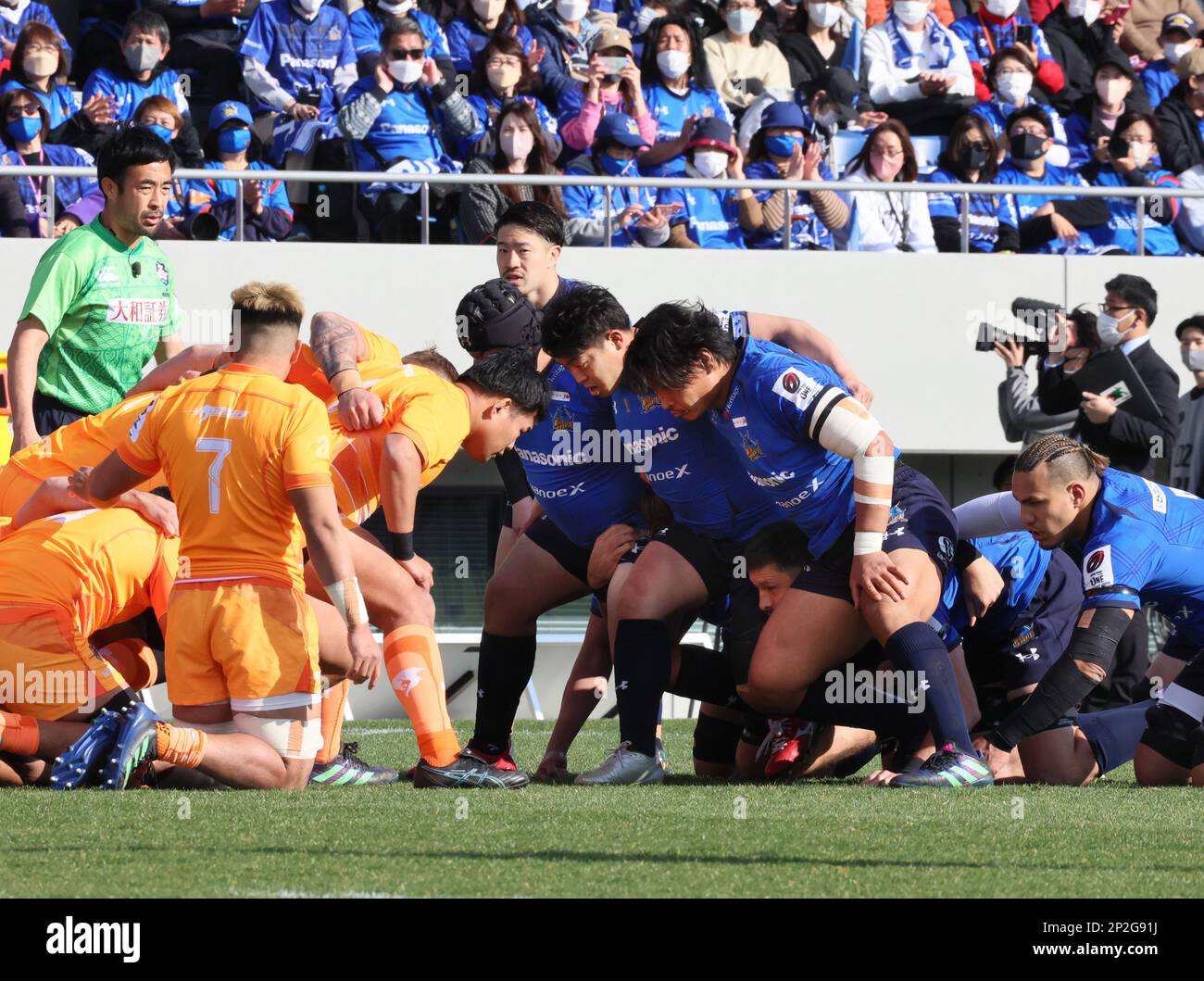 Kumagaya, Japan. 4th Mar, 2023. Saitama Panasonic Wild Knights (blue ...