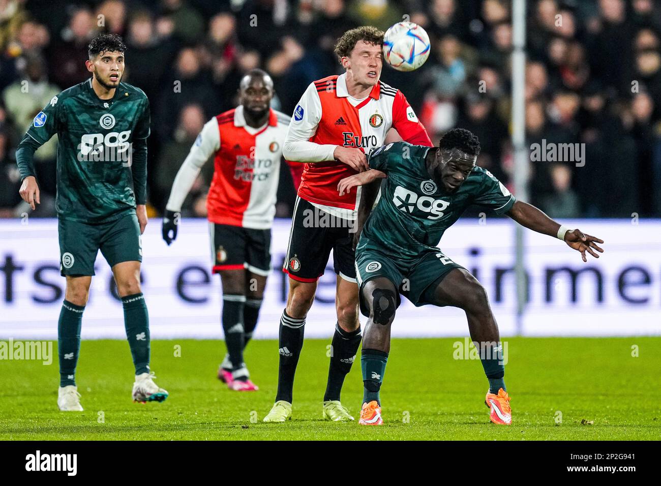 Rotterdam - Mats Wieffer of Feyenoord, Elvis Manu of FC Groningen ...