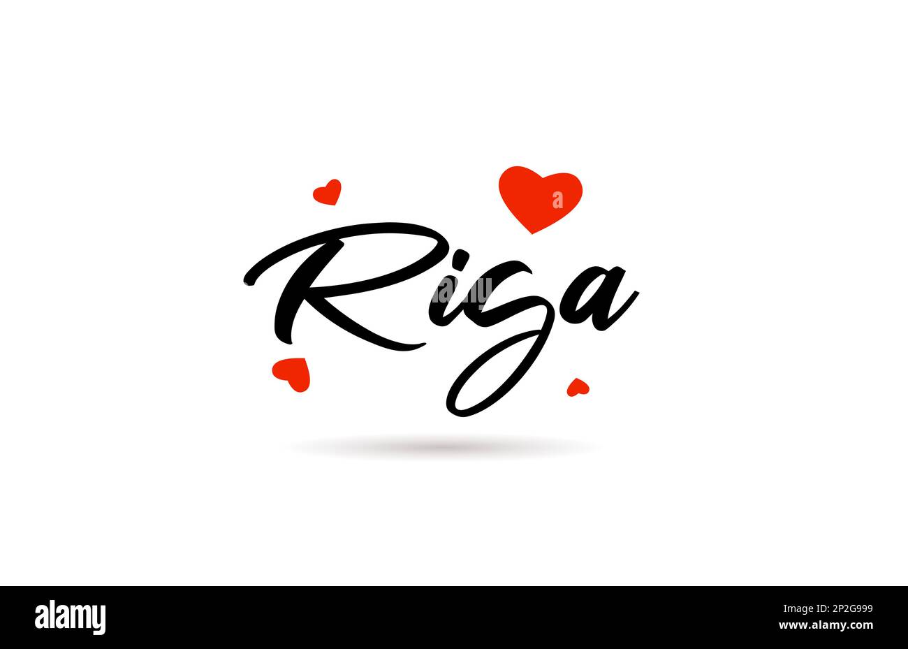 Riga handwritten city typography text word with love heart. Hand ...