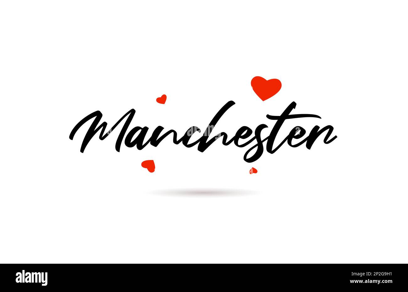 Manchester handwritten city typography text word with love heart. Hand ...
