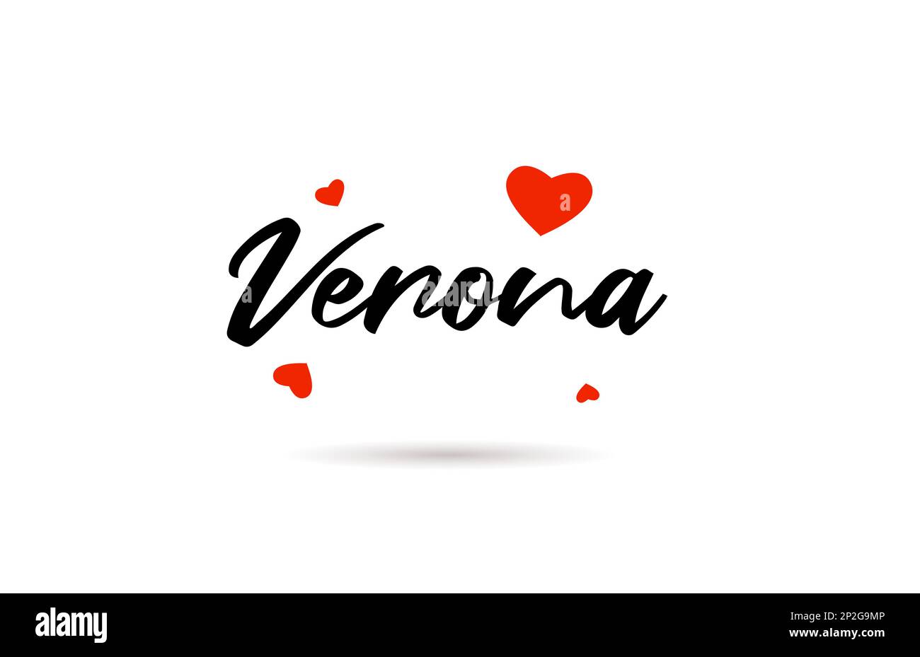Verona handwritten city typography text word with love heart. Hand ...