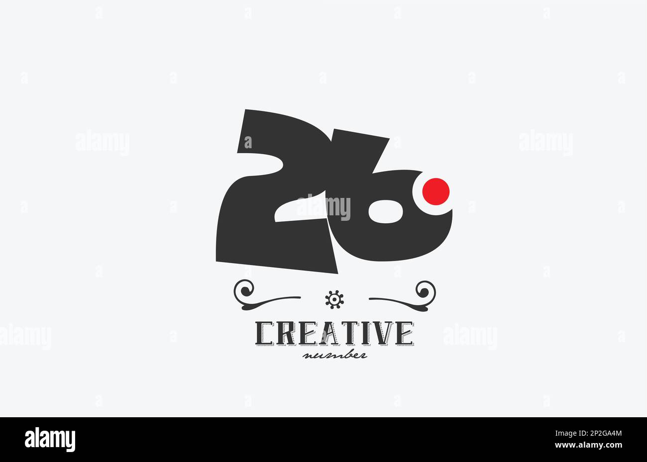 grey 26 number logo icon design with red dot. Creative template for ...