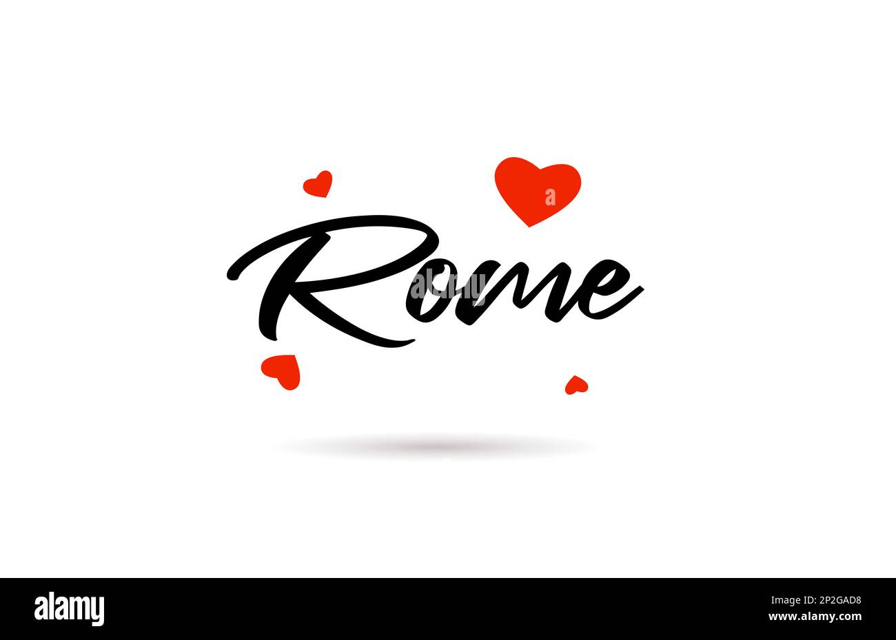 Rome handwritten city typography text word with love heart. Hand ...
