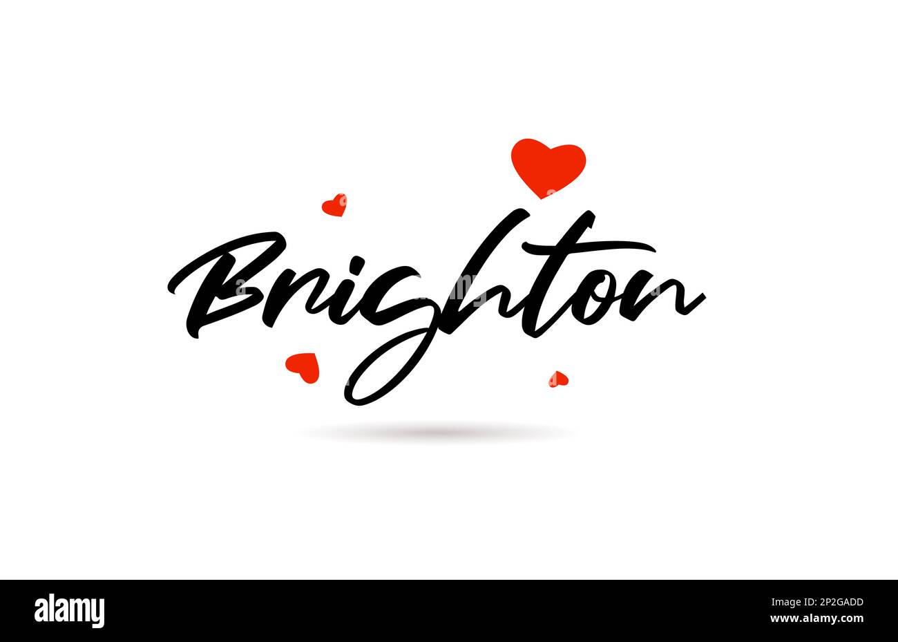 Brighton handwritten city typography text word with love heart. Hand ...