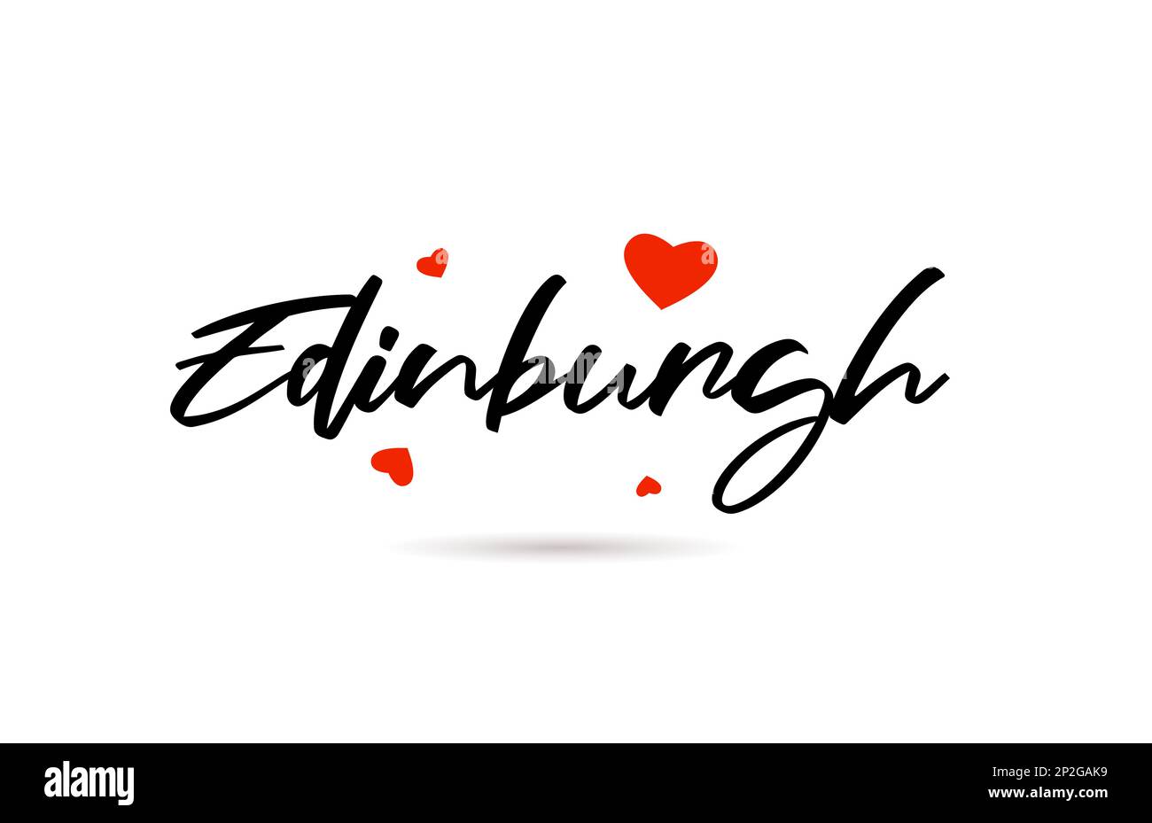 Edinburgh handwritten city typography text word with love heart. Hand ...