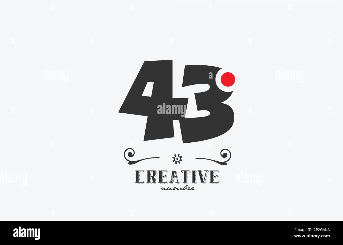 grey 43 number logo icon design with red dot. Creative template for ...