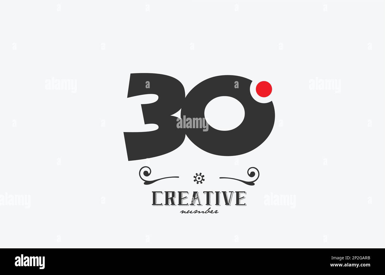 grey 30 number logo icon design with red dot. Creative template for ...