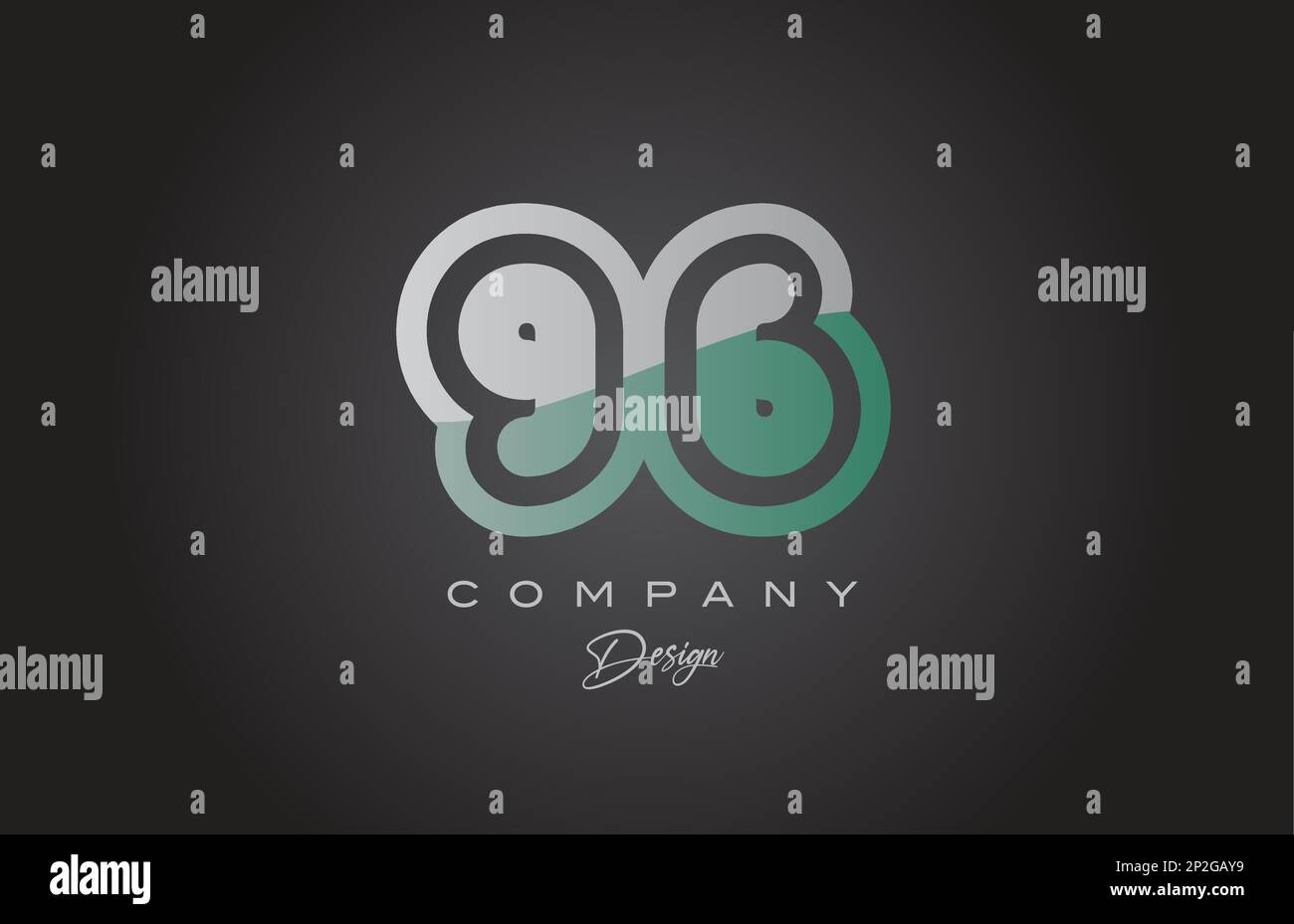 96 green grey number logo icon design. Creative template for business ...