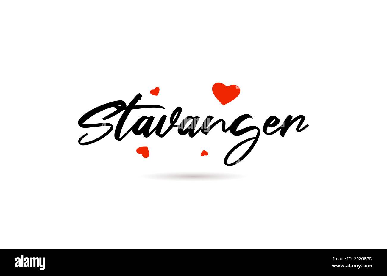 Stavanger handwritten city typography text word with love heart. Hand ...