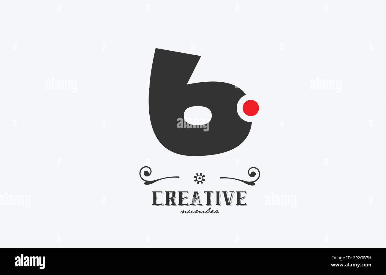 grey 6 number logo icon design with red dot. Creative template for ...