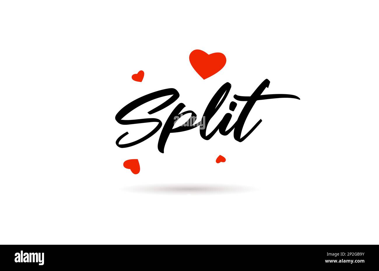 Split handwritten city typography text word with love heart. Hand ...