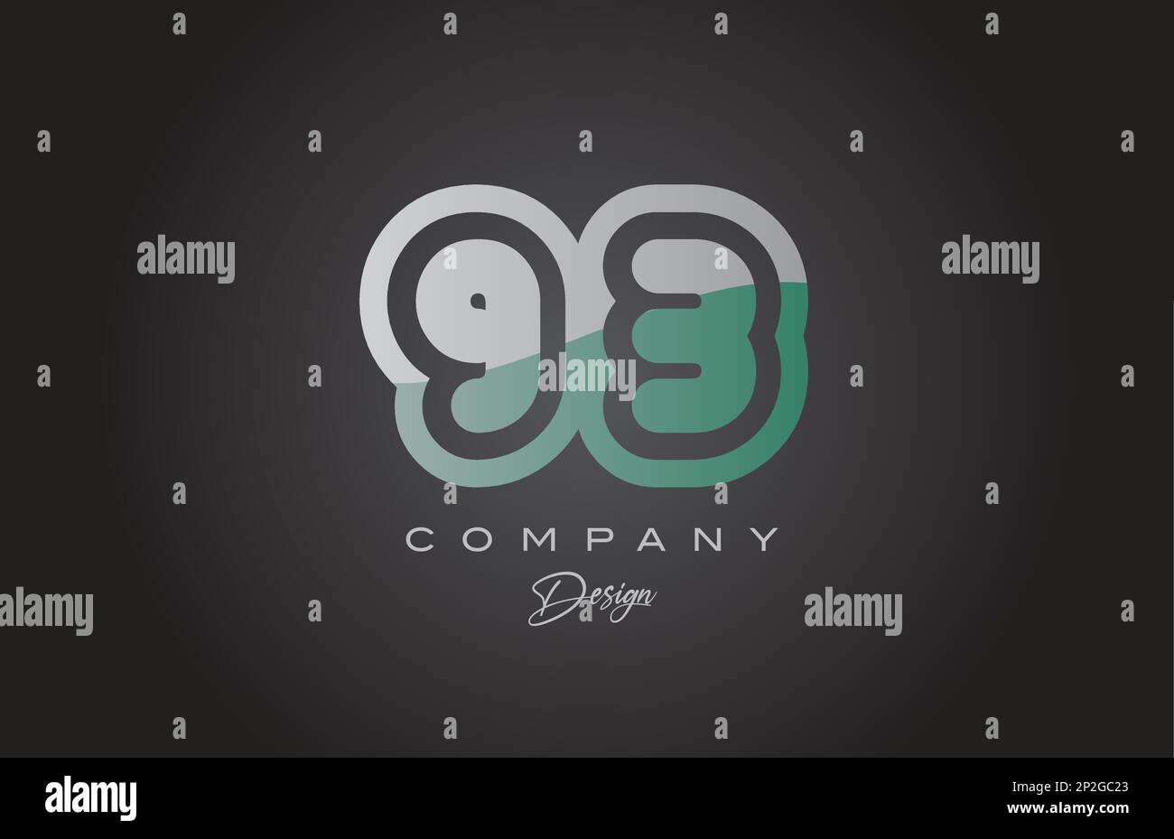 93 green grey number logo icon design. Creative template for business ...