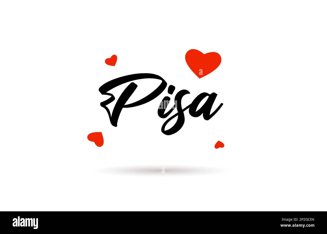 Pisa handwritten city typography text word with love heart. Hand ...
