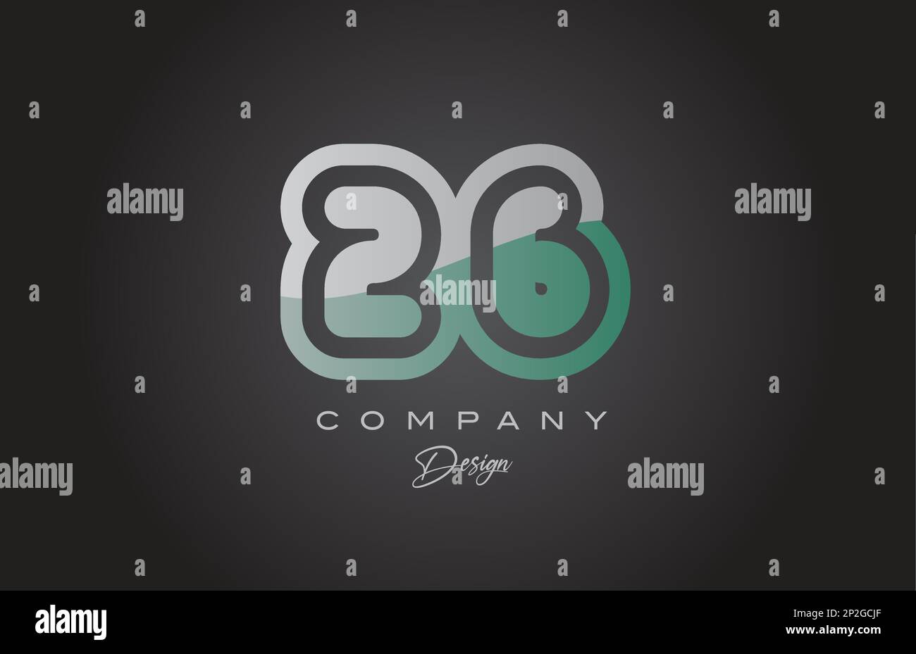26 green grey number logo icon design. Creative template for business ...