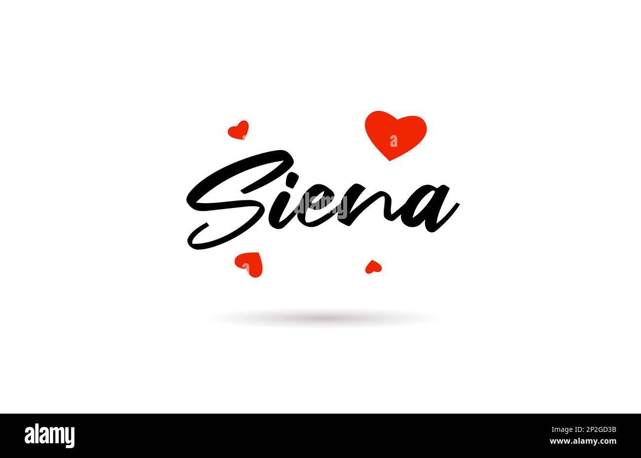 Siena handwritten city typography text word with love heart. Hand ...