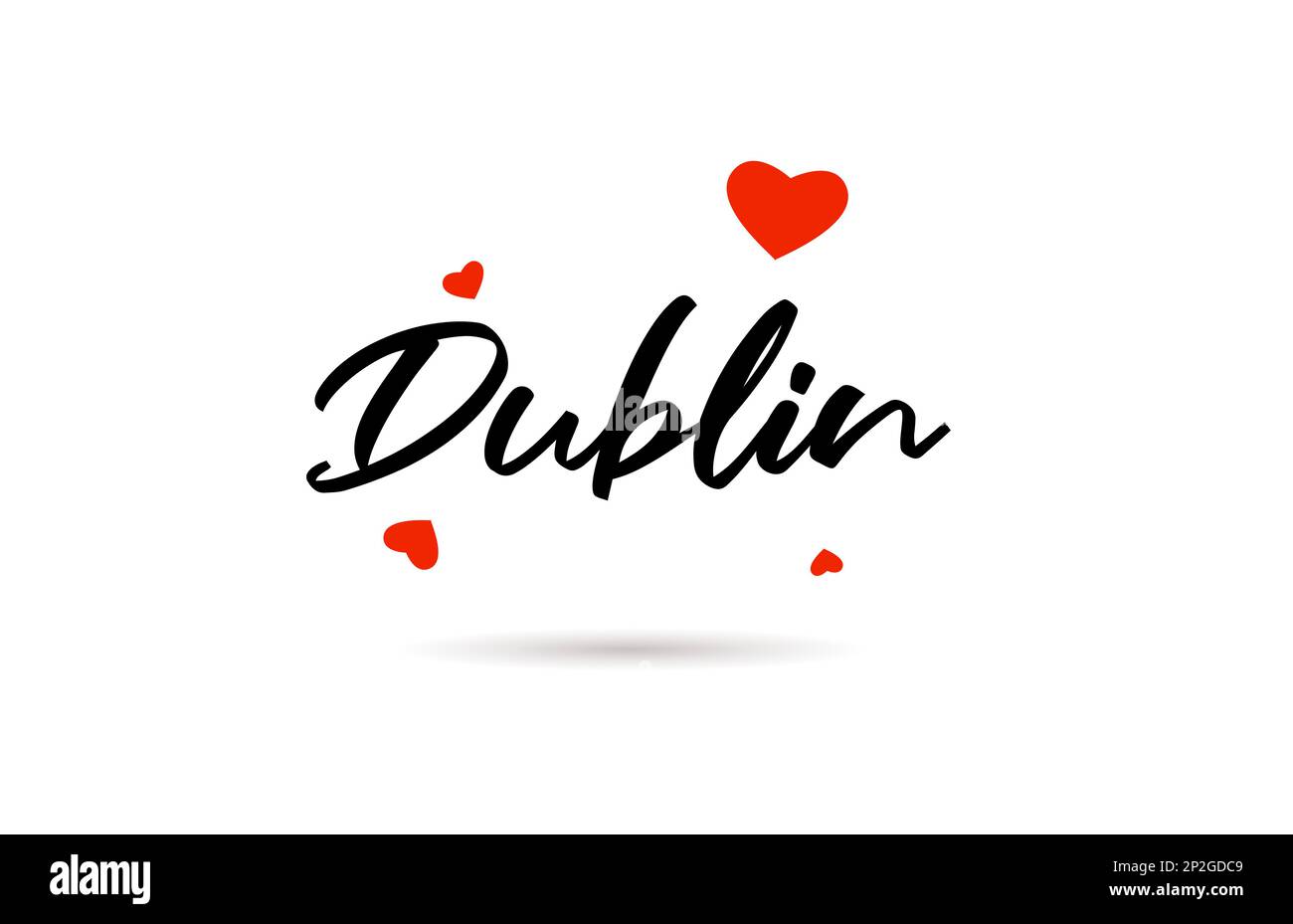 Dublin handwritten city typography text word with love heart. Hand ...
