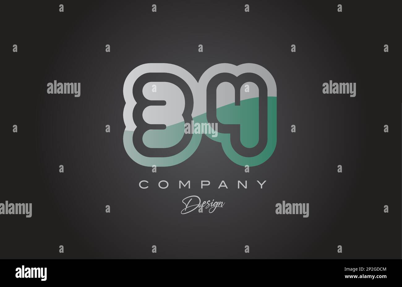 34 green grey number logo icon design. Creative template for business ...