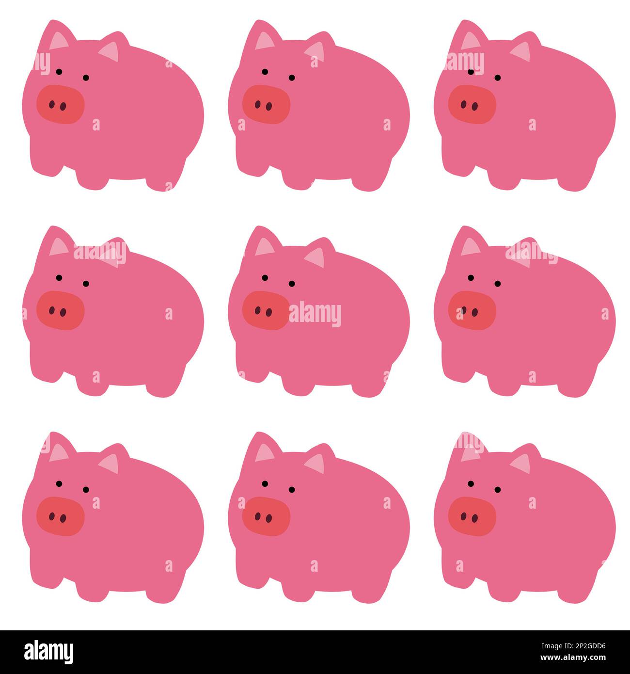 Seamless pattern of pig farm animal. Pink color on white background ...