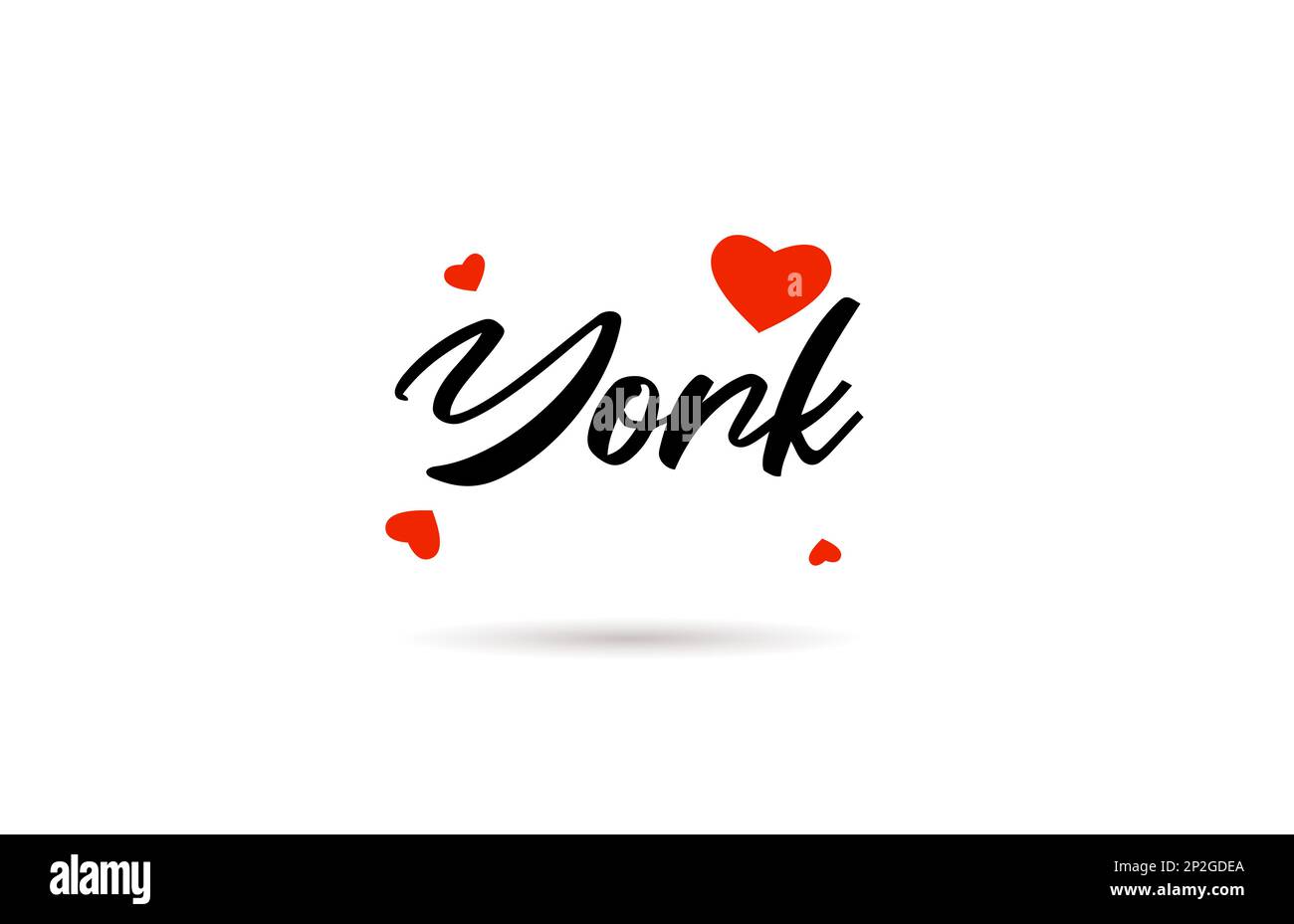York handwritten city typography text word with love heart. Hand ...