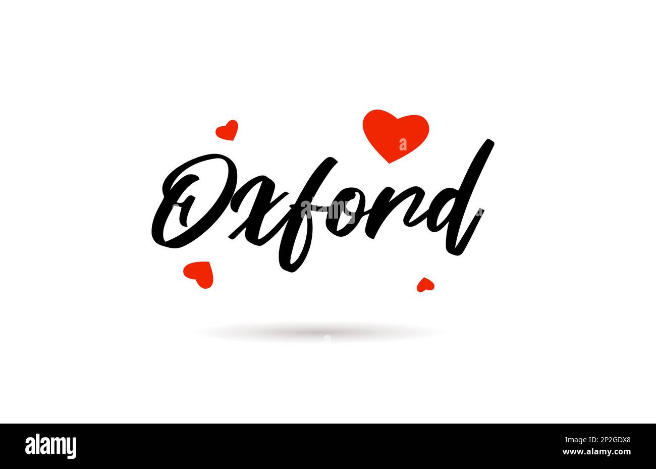 Oxford handwritten city typography text word with love heart. Hand ...