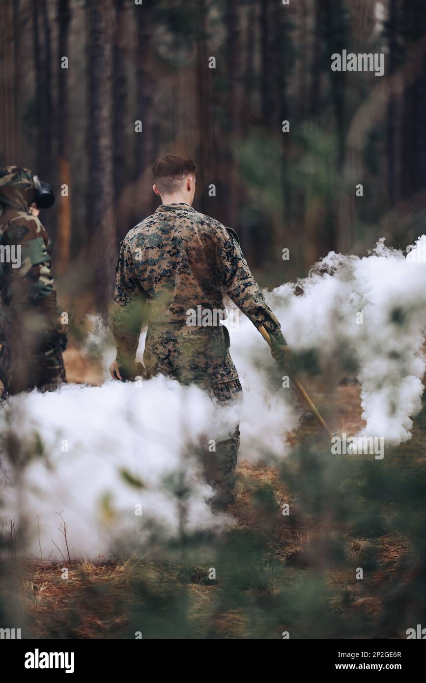 A U.S. Marine with Division Training Company 2d Marine Division ...