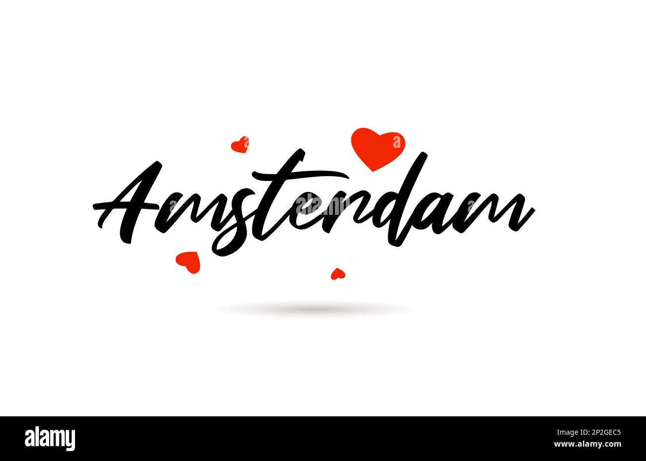 Amsterdam handwritten city typography text word with love heart. Hand ...