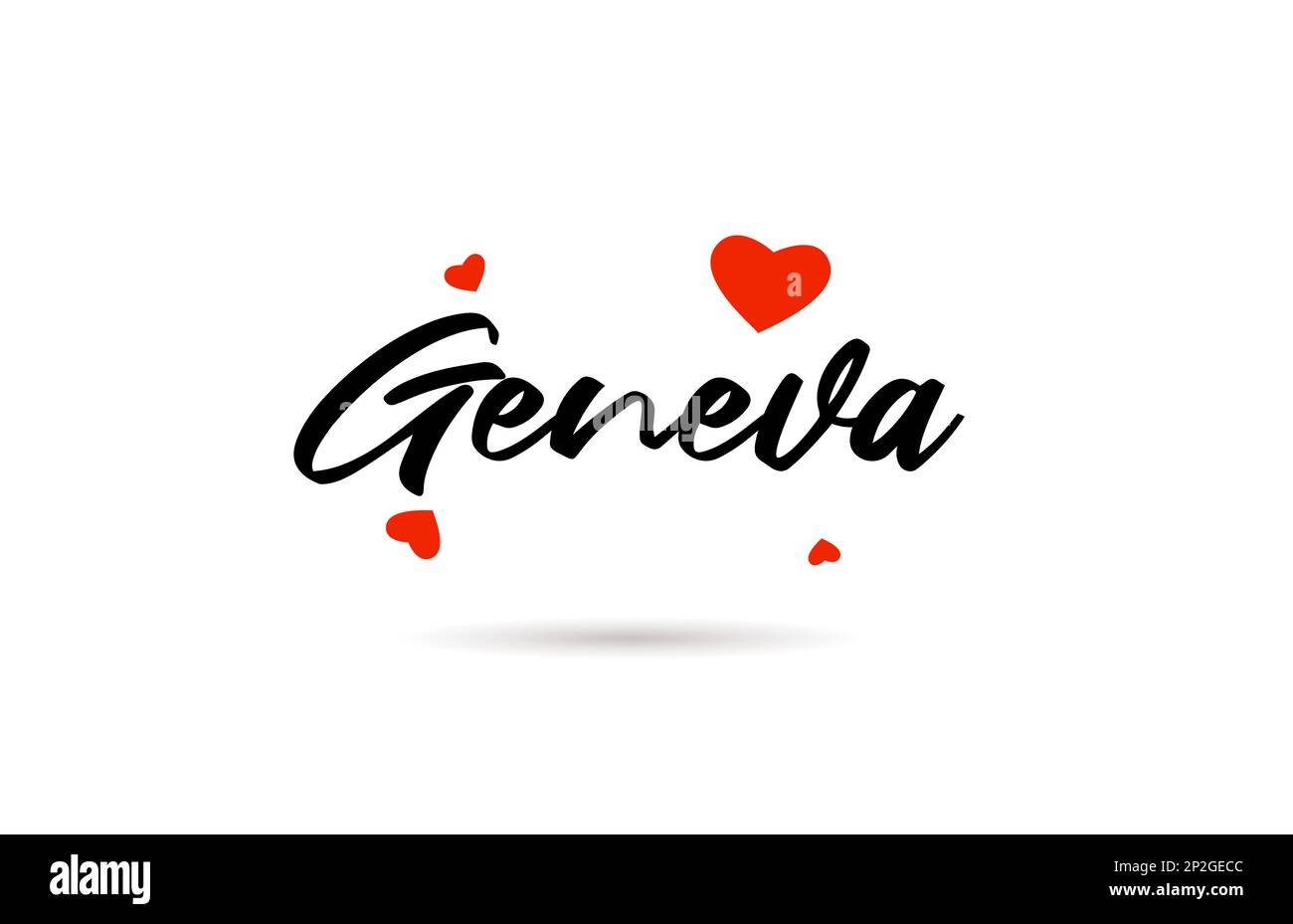 Geneva handwritten city typography text word with love heart. Hand ...