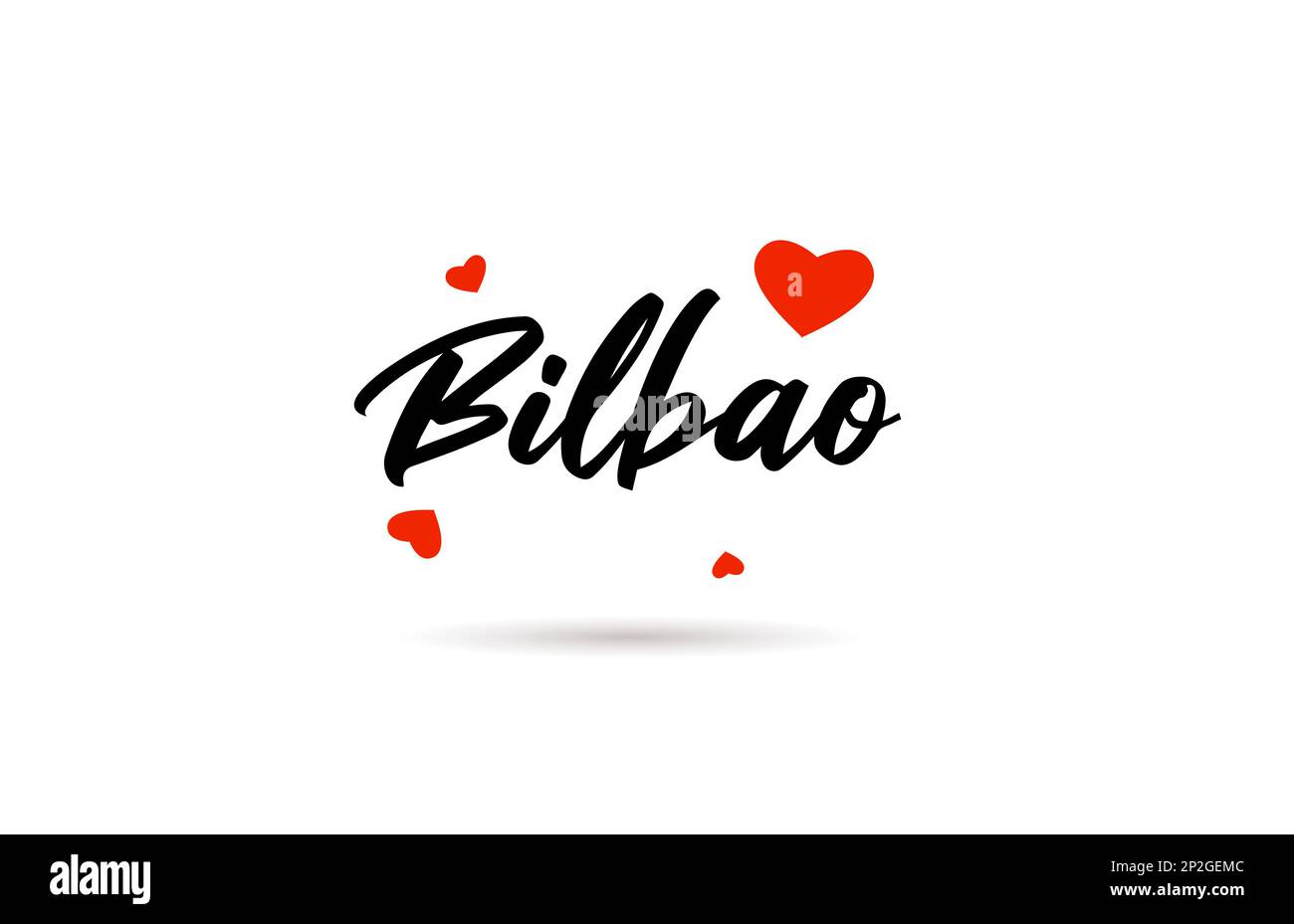 Bilbao handwritten city typography text word with love heart. Hand ...