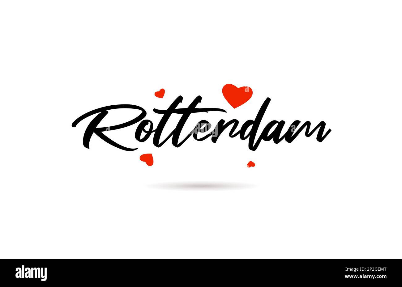 Rotterdam handwritten city typography text word with love heart. Hand ...