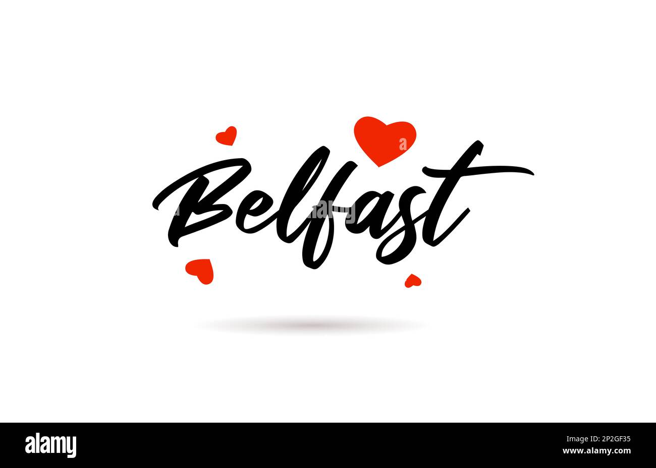 Belfast handwritten city typography text word with love heart. Hand ...