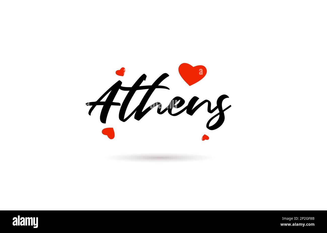 Athens handwritten city typography text word with love heart. Hand ...