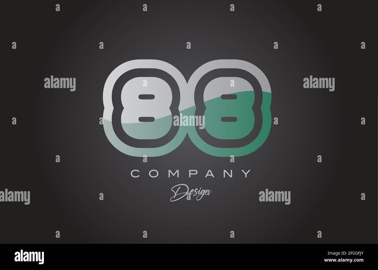 88 green grey number logo icon design. Creative template for business ...