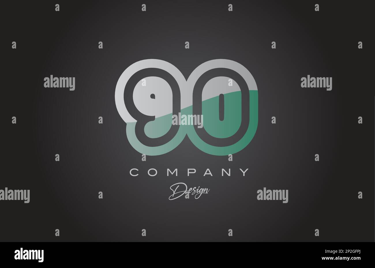 90 green grey number logo icon design. Creative template for business ...