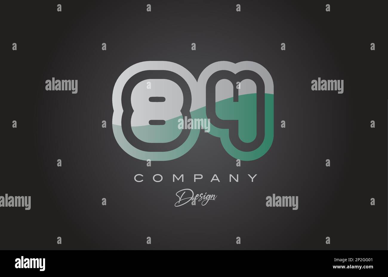 84 green grey number logo icon design. Creative template for business ...