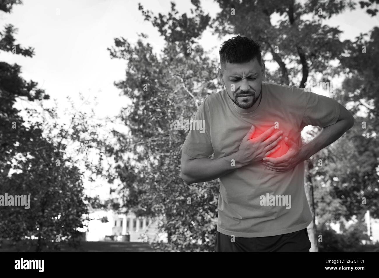 Man heart pain black white hi-res stock photography and images - Alamy