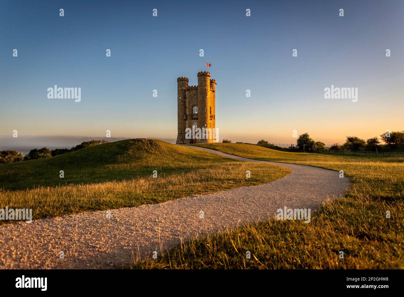 Broadway Tower at Sunrise Twilight Stock Photo - Alamy