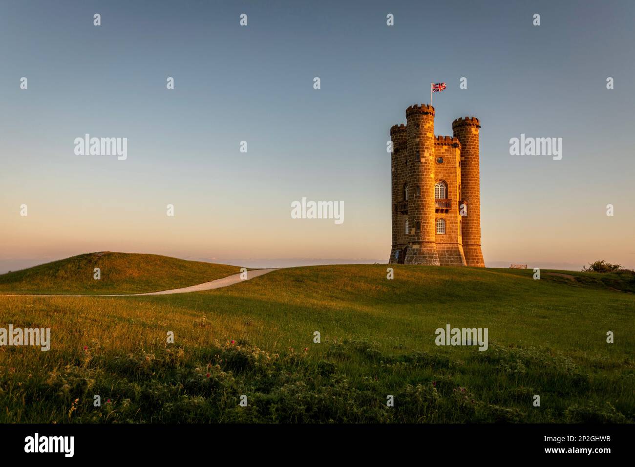 Broadway Tower at Sunrise Twilight Stock Photo - Alamy