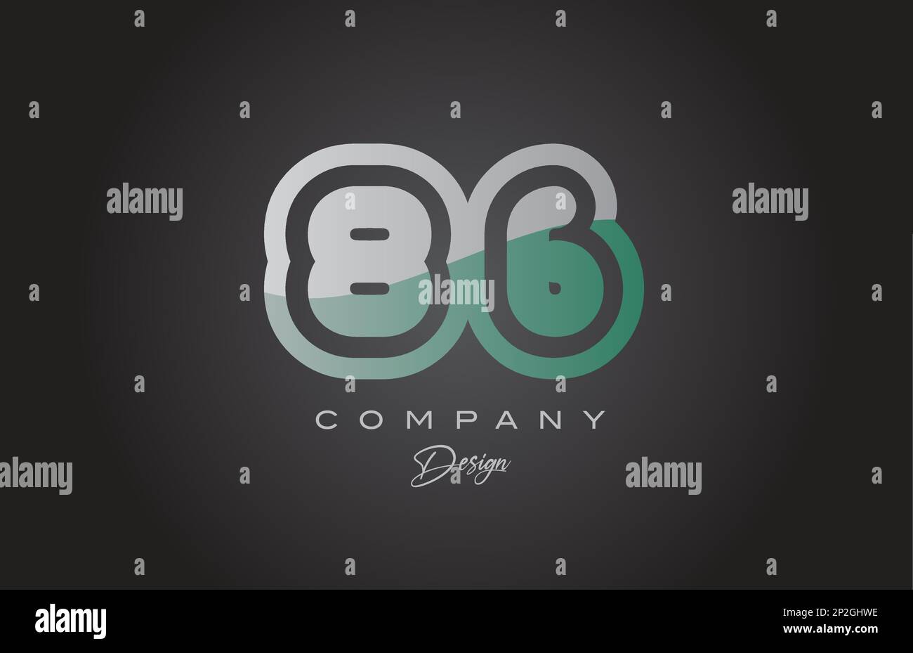 86 green grey number logo icon design. Creative template for business ...